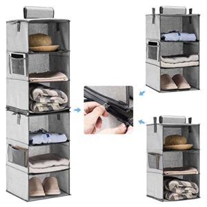 YOUDENOVA 6-Shelf Hanging Closet Organizer & Two 3-Shelf Separable Closet Hanging Shelves