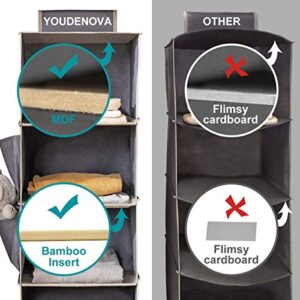 YOUDENOVA 6-Shelf Hanging Closet Organizer & Two 3-Shelf Separable Closet Hanging Shelves