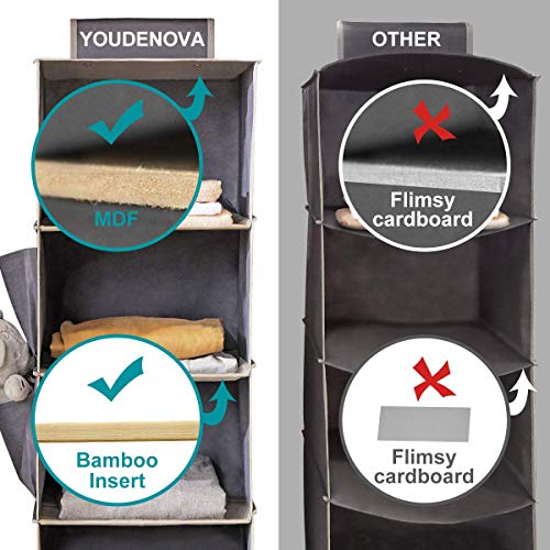 YOUDENOVA 6-Shelf Hanging Closet Organizer & Two 3-Shelf Separable Closet Hanging Shelves