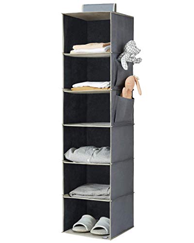 YOUDENOVA 6-Shelf Hanging Closet Organizer & Two 3-Shelf Separable Closet Hanging Shelves