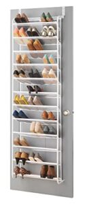 nkds 12-tier over the door mesh shoe rack - 36 pair - metal - white