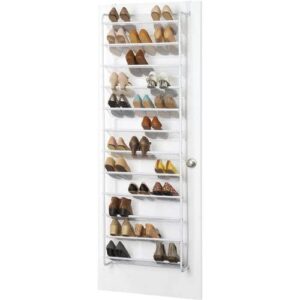 NKDS 12-Tier Over The Door Mesh Shoe Rack - 36 Pair - Metal - White