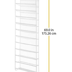 NKDS 12-Tier Over The Door Mesh Shoe Rack - 36 Pair - Metal - White