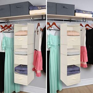 MAX Houser 6 Tier Shelf Hanging Closet Organizer, Closet Hanging Shelf with 2 Sturdy Hooks for Storage, Foldable,Grey and Beige-D3