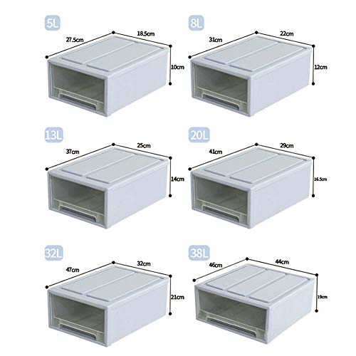 HEVIRGO Clothes Storage Bins Box,Wardrobe Clothes Organizer, Household Plastic Transparent Stackable Drawer Storage Box Container Organizer for Bedding, Blankets, Toys, Books Light Blue XL