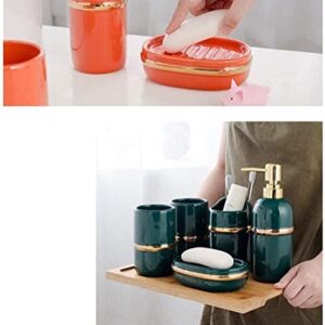 Bathroom Set, Five-Piece Ceramic Bathroom Supplies Set, Bathroom Dental Ware Washing Set (Color : Orange, Size : 6-Piece Set)