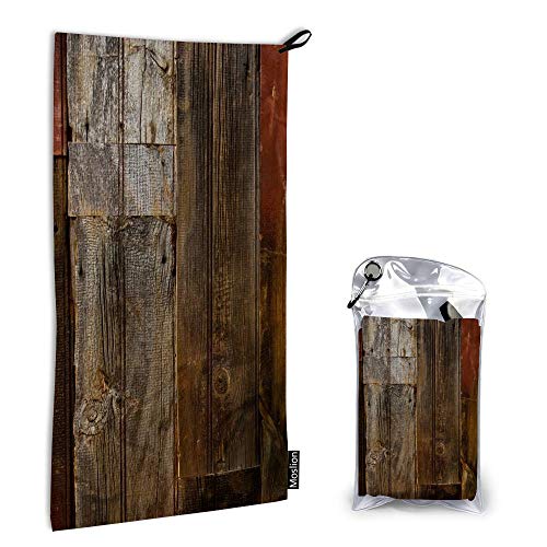 Moslion Quick Dry Hand Towel Rustic Old Barn Wood Door Bath Hand Towel Decorative for Bathroom/Kitchen 15x31 Inch