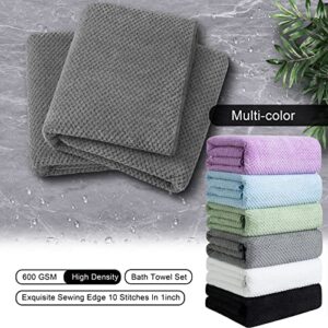 Ultra Soft Towel Set of 6, Gray Microfiber Big Bath Towel Sheets 28x55 Inches, Luxury Plush Towels- Waffle Weave Design,Highly Absorbent,Quick Dry,Premium Quality Towel Set for Bathroom