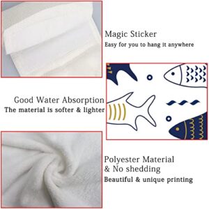 Kitchen Towel-Cute Doodle Colorful Fish-Hand Towels Tie Towel Soft Microfiber Absorbent Washcloth Also for Bathroom Hand Sink Laundry Room RV Tabletop 2pcs