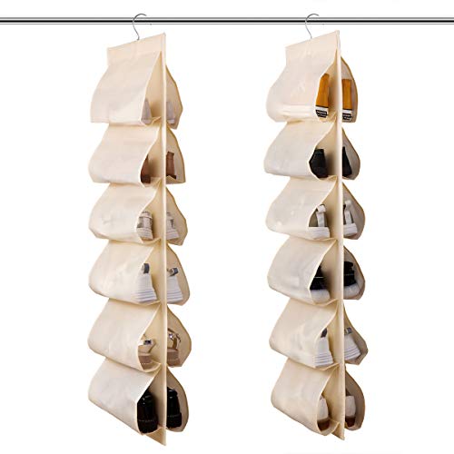 JIAMI HOME Closet Shoe Rack for Closet Shoe Storage Organizer 2 Pack Shoe Holder with Hanger