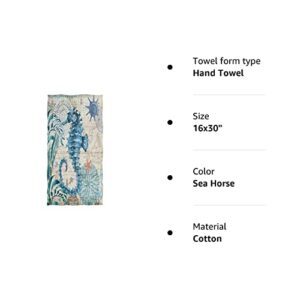 Naanle Chic Vintage Nautical Sea Horse Old Map Print Soft Guest Hand Towel for Bathroom, Hotel, Gym and Spa (16 x 30 Inches)