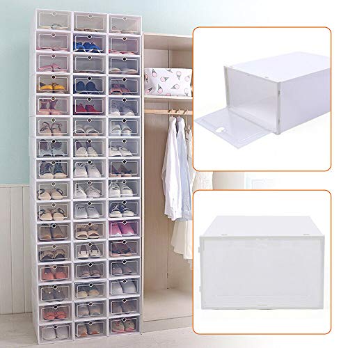 GDAE10 20pcs Shoe Storage Boxes Clear Shoe Box Storage Containers Shoe Box Clear Plastic Stackable Foldable Shoe Storage Box Sets Home Organizer for Sneaker Display(12.9”*9”*5.5”)