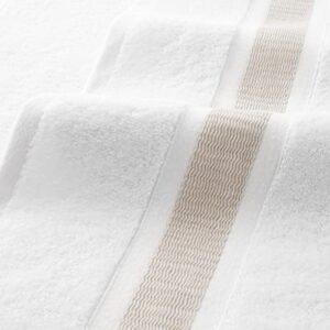 Aston & Arden Recycled Striped Turkish Bath Sheet - (Set of 1) Soft & Absorbent Eco-Friendly Aegean Cotton Blend, 600 GSM, Decorative Towel for Bathroom, Home, Hotel, and Salon, Wheat Beige