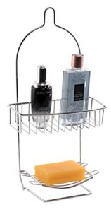 basicwise metal wire hanging bathroom shower storage rack,chrome,qi003490