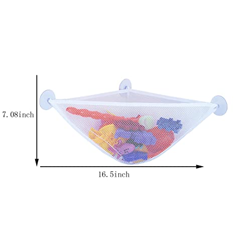 chil Bath Toy Organizer with 3 Strong Suction Cups Mounted Bath/Shower Caddy Storage Solution Bath Toy Storage Net & Bathroom Corner Shower Caddy Bag Bathroom Storage Bag