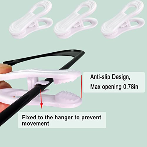 TOFIIGREM White Hanger Clips for Plastic Hangers (20 Pack), Strong Plastic Hangers Clips for Plastic Clothes Hangers, Multi-Purpose Chip Clip Clothes Clips for Baby Kids Hangers Skirt Pants Hangers