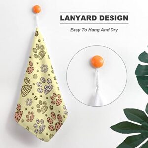 Lurnise Hand Towel Animal Footprints Hand Towels Dish Towel Lanyard Design for Bathroom Kitchen Sports