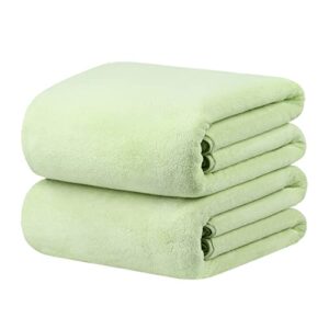 jml luxury hotel & spa jumbo bath towels (2 pack, 35"x70") - 350gsm high-density fleece sheet towel sets - super soft and absorbent, lint free, fade resistant oversized bath sheet, green