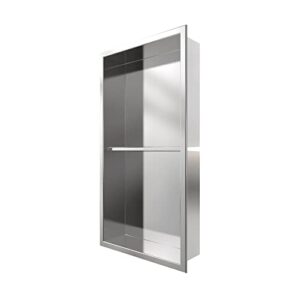 odass | shower niche | 24" x 12" | no tile needed | rectangular stainless steel #304 niche | brush recessed single shelf organizer | bathroom storage for shampoo bottle |