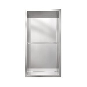 Odass | Shower Niche | 24" X 12" | NO Tile Needed | Rectangular Stainless Steel #304 Niche | Brush Recessed Single Shelf Organizer | Bathroom Storage for Shampoo Bottle |