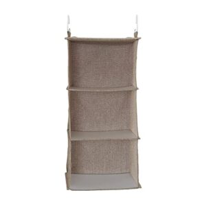 Household Essentials 3 Closet Organizer with Hooks Hanging Shelf, Latte