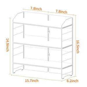 BOIVSHI 3-Tier Bathroom Countertop Rack Organizer, 8-Levels Height Adjustable Organizer Countertop Storage Shelf for Bathroom Kitchen Spice Rack Vanity Tray Cosmetic Storage Holder, Metal White