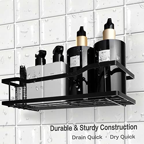 Seninda 3 Pack Shower Caddy Self-Adhesive Bathroom Organizer with Hooks for Shampoo, Soap, Razors, and More