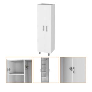 FM FURNITURE Norway Broom Closet Pantry, Five Shelves, White for Kitchen