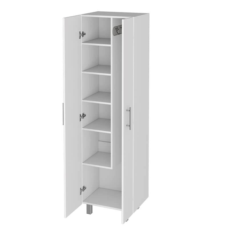 FM FURNITURE Norway Broom Closet Pantry, Five Shelves, White for Kitchen