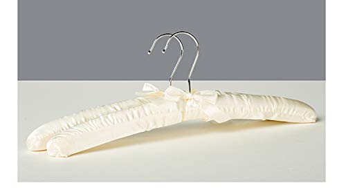 LUXEHOME 5 Pack Silk Hangers with Anti-Rust Heavy Duty Swiveling Chrome Hook for Winter Sweaters, Coats, Suit; Satin Padded Hangers for Delicate Wedding Dresses, Ivory White