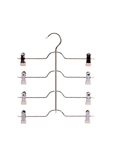 Baixnsj Space Saver Non Slip 4 Tier Trouser Skirt Hanger Silver+Apricot