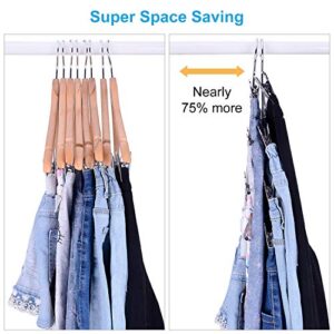 Baixnsj Space Saver Non Slip 4 Tier Trouser Skirt Hanger Silver+Apricot