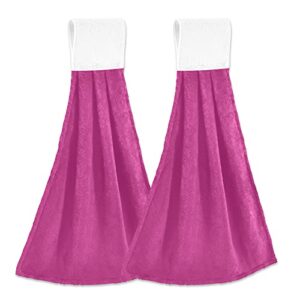 wellday 2 pcs hanging hand towels soft absorbent plain deep magenta solid color towel for kitchen bathroom