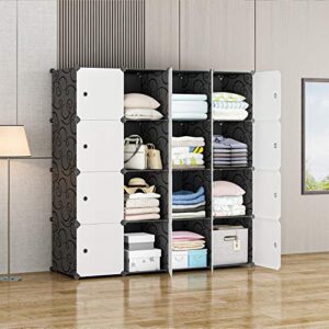 KOUSI Large Cube Storage -14"x18" Depth (16 Cubes) Organizer Shelves Clothes Dresser Closet Storage Organizer Cabinet Shelving Bookshelf Toy Organize