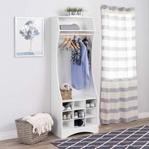 prepac white compact wardrobe with shoe storage,