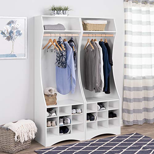 Prepac White Compact Wardrobe with Shoe Storage,