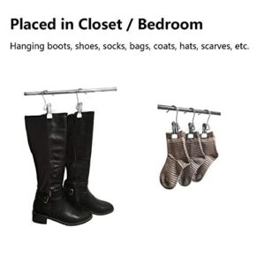 YCLOVE Pant Hangers with Clips Clothes Trousers Jean Skirt Slacks Hangers Boot Clips 360° Swivel Adujstable Clips Non-Slip Stainless Iron Anti-Rust (12 Pack White Laundry Hooks)