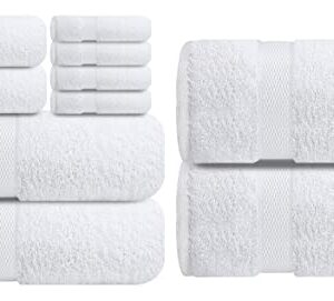 Premium White Bath Towels Set - [Pack of 8] 100% Cotton Highly Absorbent 2 Bath Towelsel, 2 Hand Tows and 4 Washcloths + Bath Sheets – Pack of 2, 35x70 Inches Large Bath Sheet Towel