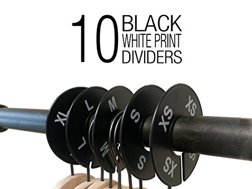 NAHANCO CBWKIT1 Black Round Clothing Rack Size Dividers with White Print for Home or Clothing Store, XS-XL, Kit of 10 (5 Sizes of 2 Each)