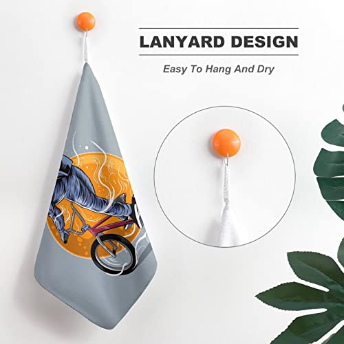 Lurnise Hand Towel Bike Hand Towels Dish Towel Lanyard Design for Bathroom Kitchen Sports