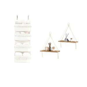 dahey over the door organizer with 4 pockets and macrame hanging shelf for nursery bedroom bathroom living room dorm room