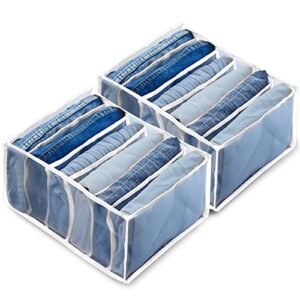 tciod 2pcs wardrobe clothes organizer, drawer organizer clothes organizer wardrobe organizer jeans compartment storage box foldable closet drawer organizer, mesh clothes organizer for folded clothes