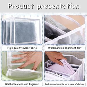 TCIOD 2PCS Wardrobe Clothes Organizer, Drawer Organizer Clothes Organizer Wardrobe Organizer Jeans Compartment Storage Box Foldable Closet Drawer Organizer, Mesh Clothes Organizer for Folded Clothes