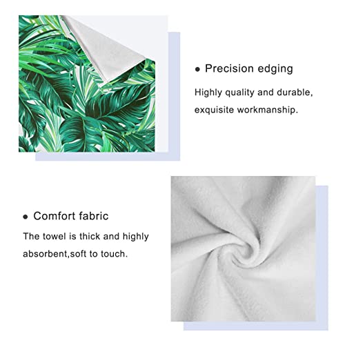 ALAZA Palm Leaf Tropical Plant Green Leaf Towel Bathroom Sets 3 Piece Bath Towel Sets1 Bath Towel 1 Hand Towel 1 Washcloth Soft Luxury Absorbent Decorative Towels for Beach Gym Spa