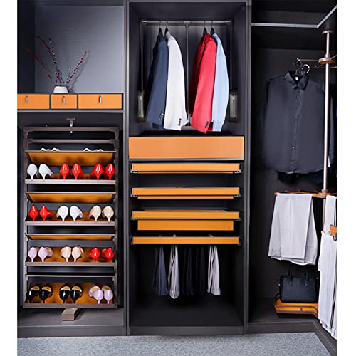 mellifuous Pull Down Closet Rod, Retractable Heavy Duty Rods Hanging Clothes, Adjustable Extender Rod Wardrobe Lift Aluminium 35''-47.2'', 30 lbs Load Capacity, black, 35''-47.2'' (890-1200mm)