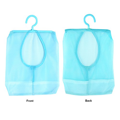 Hanging Storage Mesh Bags?With Hook Bathroom Storage Mesh Bag Hooks Shower Toiletry Bag Makeup Cosmetic Storage Bag Bath Shampoo Shower Organizer(Blue)