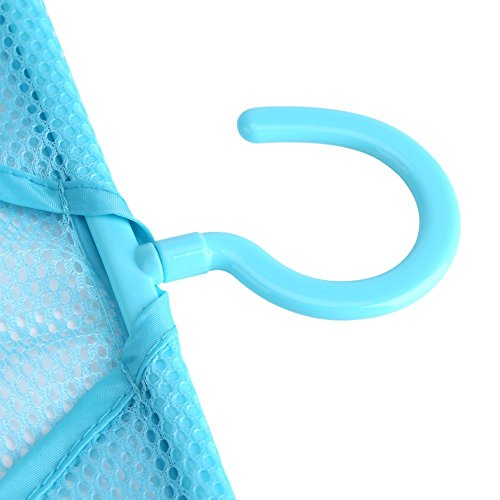 Hanging Storage Mesh Bags?With Hook Bathroom Storage Mesh Bag Hooks Shower Toiletry Bag Makeup Cosmetic Storage Bag Bath Shampoo Shower Organizer(Blue)