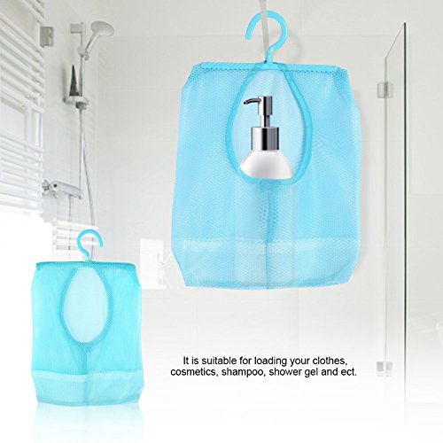 Hanging Storage Mesh Bags?With Hook Bathroom Storage Mesh Bag Hooks Shower Toiletry Bag Makeup Cosmetic Storage Bag Bath Shampoo Shower Organizer(Blue)