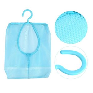 Hanging Storage Mesh Bags?With Hook Bathroom Storage Mesh Bag Hooks Shower Toiletry Bag Makeup Cosmetic Storage Bag Bath Shampoo Shower Organizer(Blue)