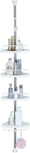 baoyouni 4 tier shower pole caddy tension rod adjustable corner storage rack organizer stand vertical tall bathtub shelf floor to ceiling extendable bathroom space saver - ivory